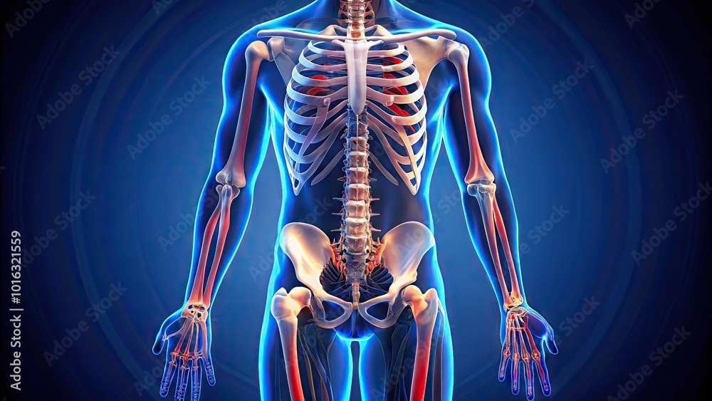 Illuminated 3D illustration of the human coxal bone, showcasing the ...