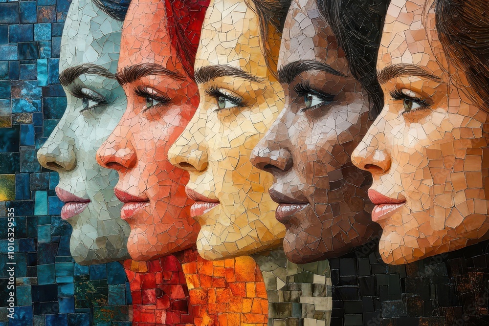 diverse mosaic of womens faces vibrant multicultural portrait collage ...