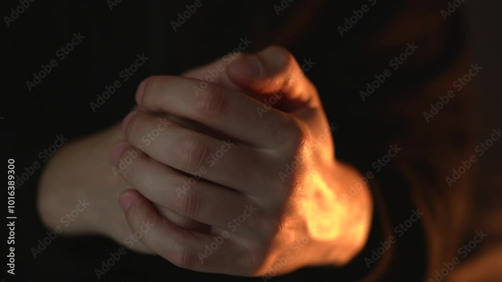 Male hands close-up. The man rubs his hands. The man clasps his hands ...