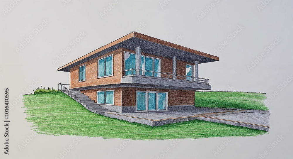 Hand drawing clipart of an underground house on plain white background ...