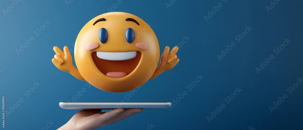 Excitement and User Enthusiasm Concept. A 3D render of an enthusiastic ...