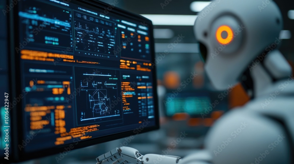 Futuristic system displaying automated real time product inspection and ...