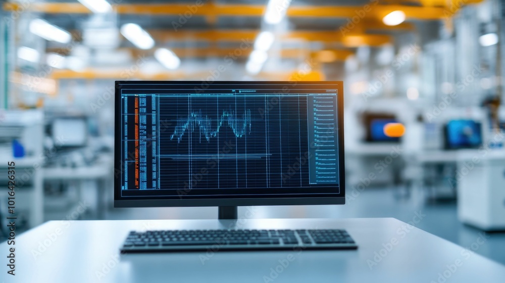 Futuristic 3D model of a product being analyzed on a digital inspection ...