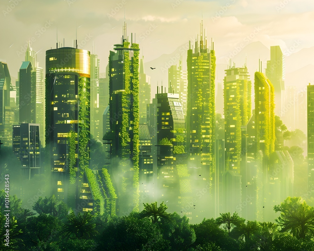 Futuristic Algae Powered City with Bioreactors Integrated into Urban ...