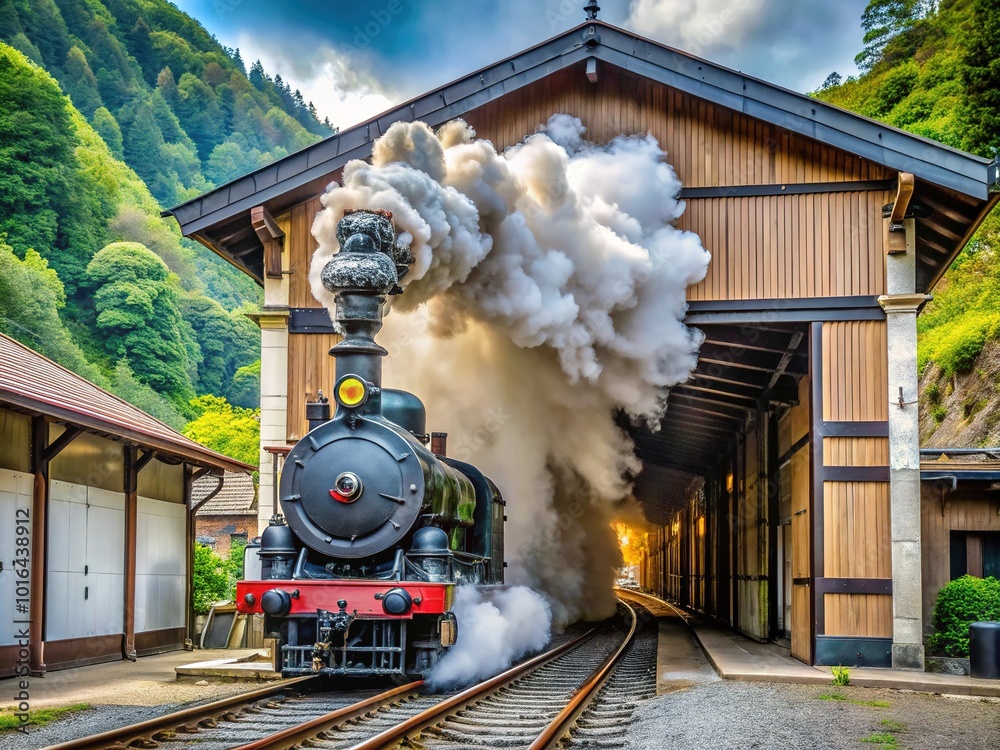 Vintage C56 steam locomotive emerges from garage at JR Maibara Station ...