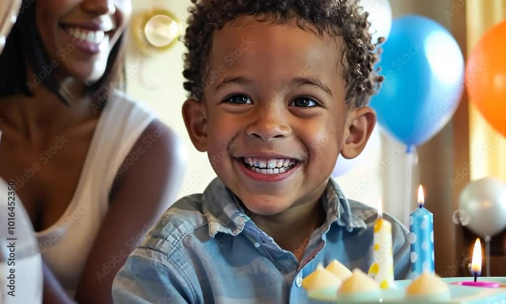 An enchanting portrait capturing the exuberant joy of a young boy, his ...