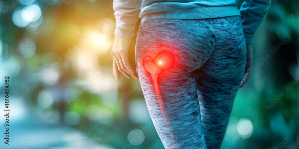 Human Figure Diagram Highlighting Hip Pain with Red Mark and Softly ...