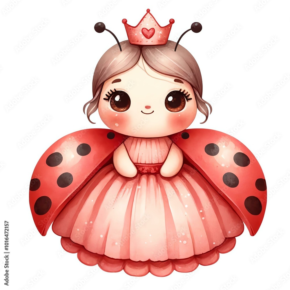 Cute ladybug princess character with polka dot wings and a charming ...