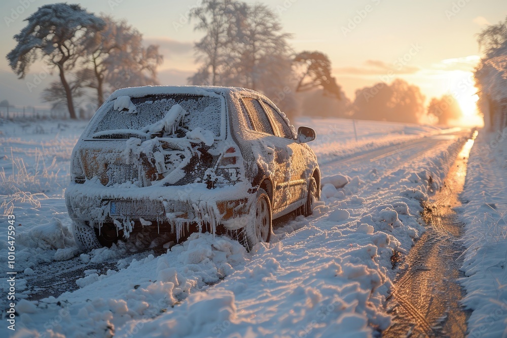 Winter car accidents driver loses control on slippery ice, vehicle ...