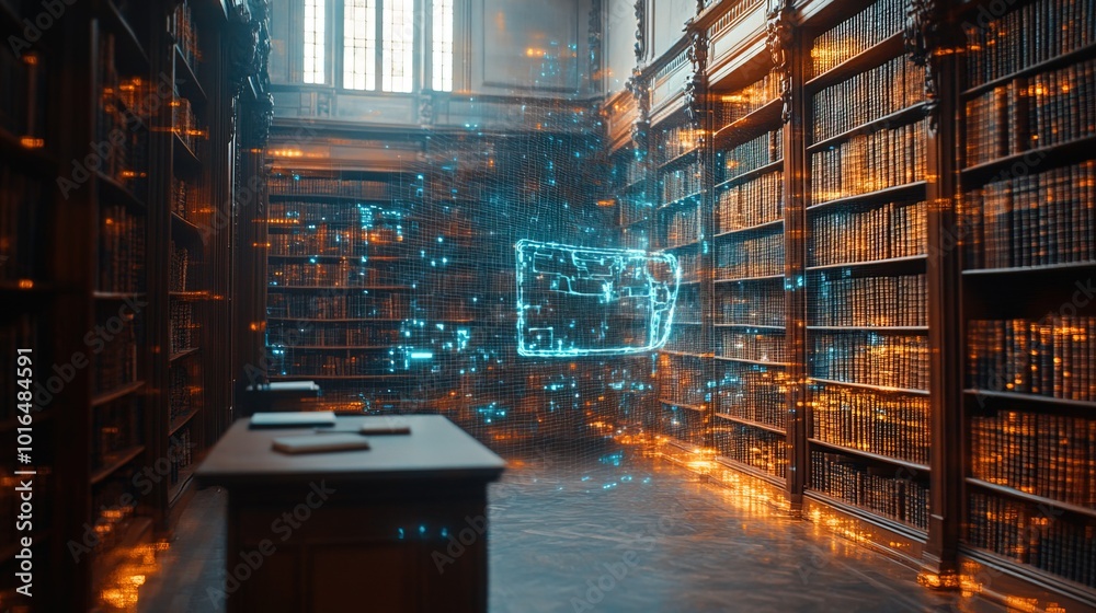 AI-Enhanced Document Search: High-Resolution Visualization Stock Illustration | Adobe Stock