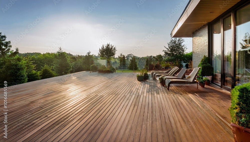 Furnished outdoor terrace with wpc wood plastic composite decking ...
