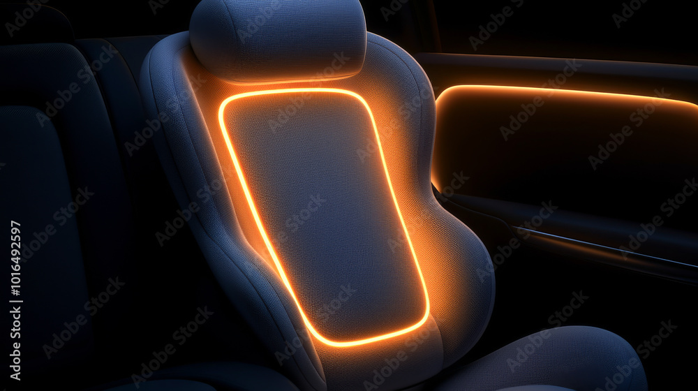 Stylish car seat with glowing accents, offering a modern and luxurious ...