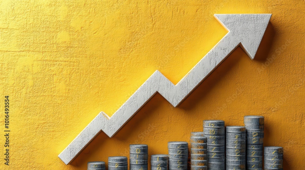 falling white arrow chart with a percent icon on a bold yellow ...