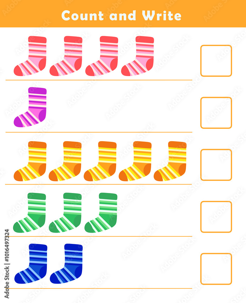 Count and write numbers 1-5. Counting objects worksheet for kids ...