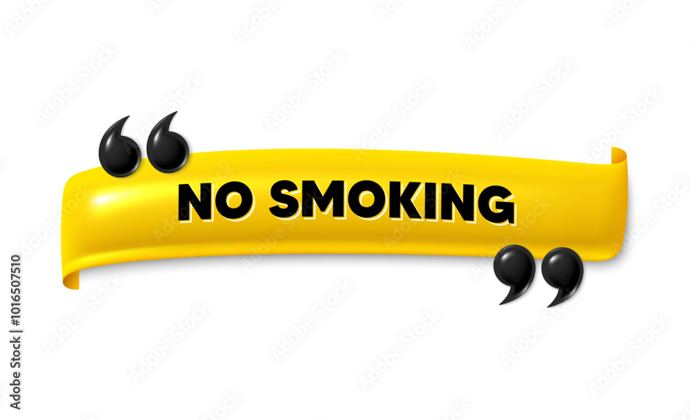 3d ribbon banner with double quotes. No smoking banner. Stop smoke sign ...