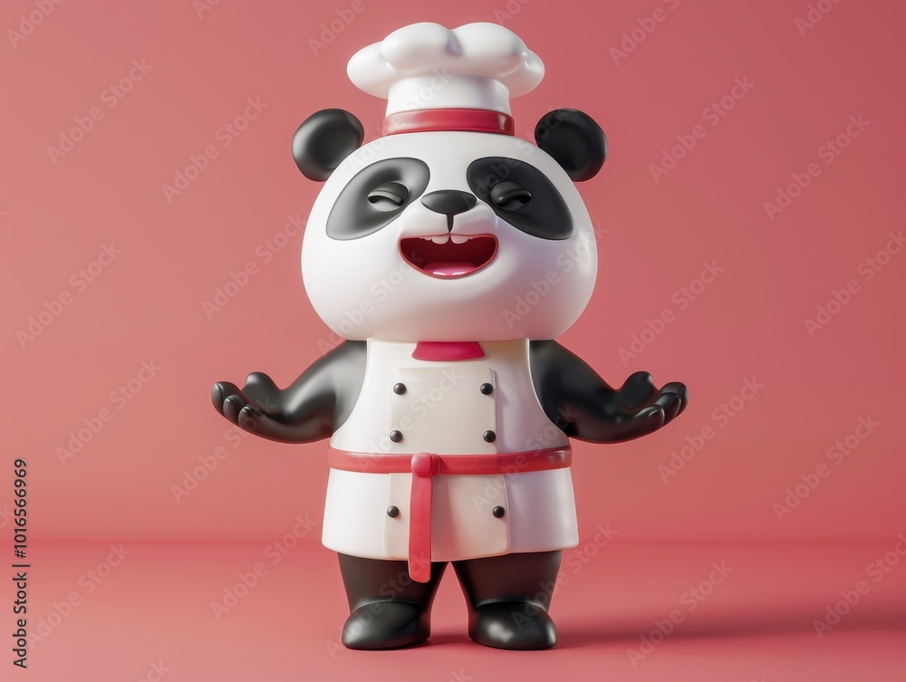 Chef Panda: A charming and playful 3D illustration of a panda chef ...