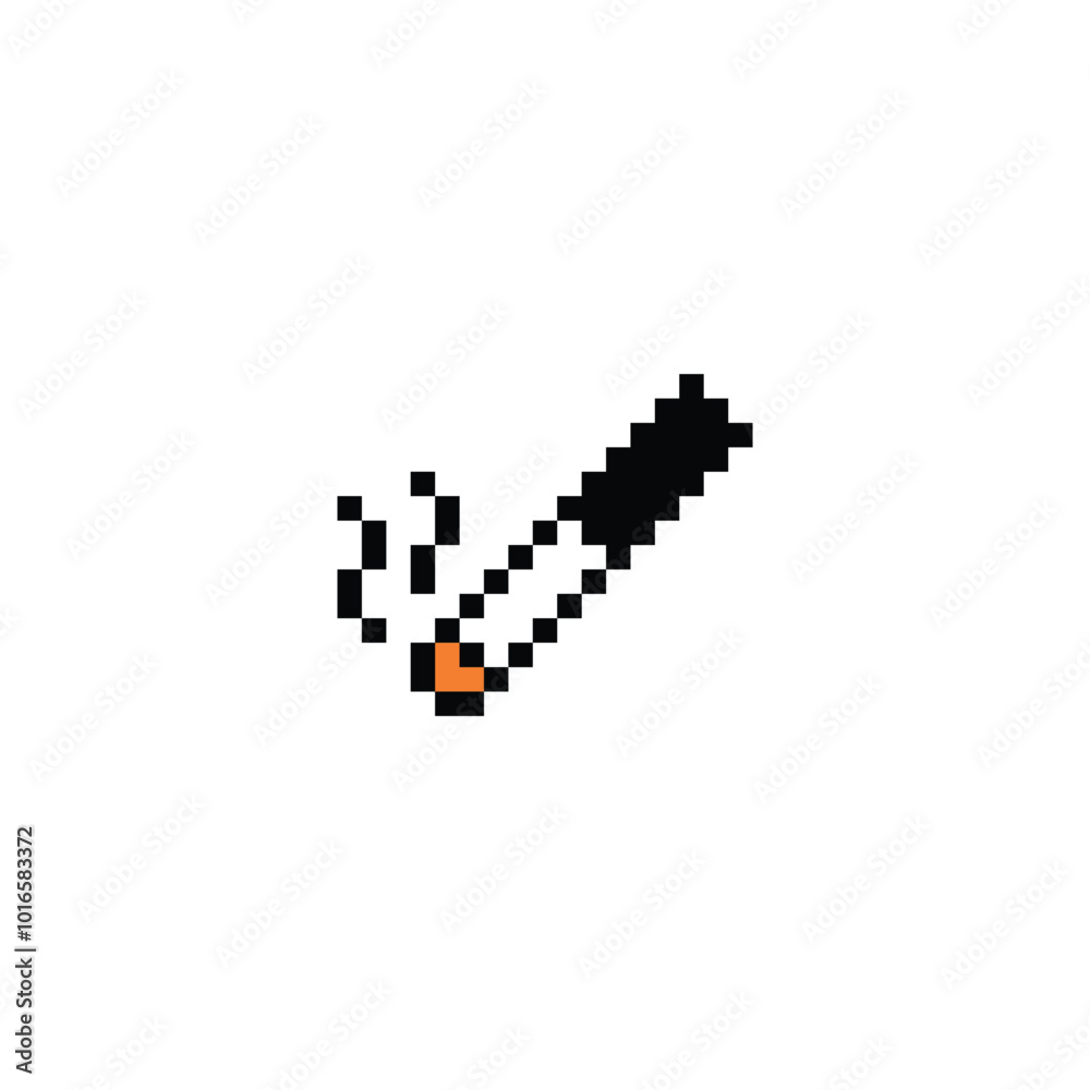 pixel cigarette icon. Vector pixel art smoke 8 bit game logo for ...