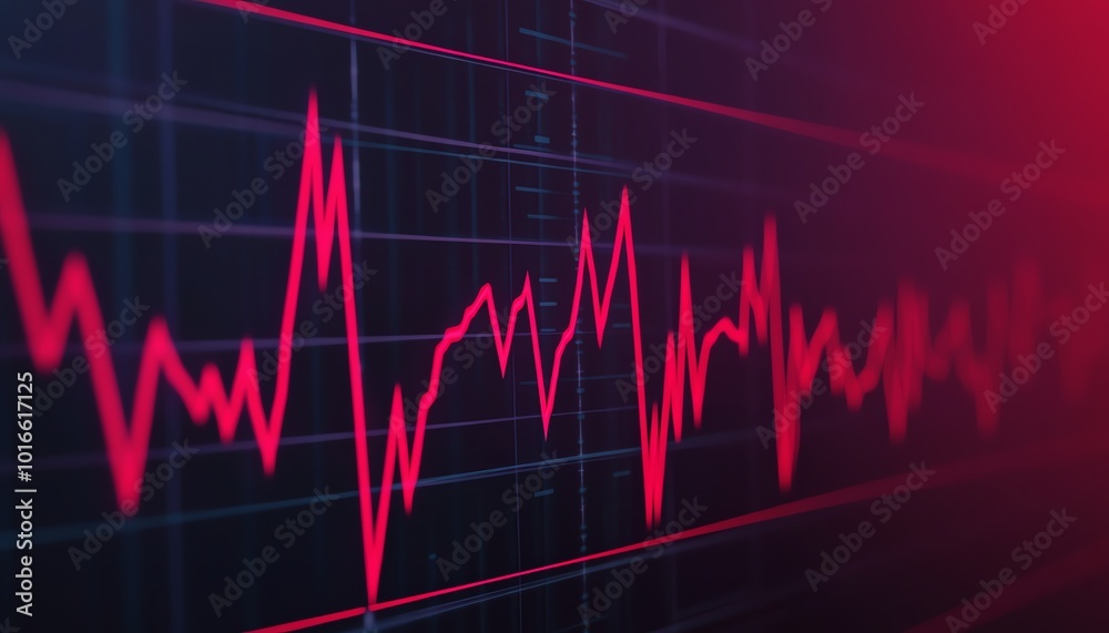 Dynamic red heartbeat monitor visualizing health data fluctuations on a ...