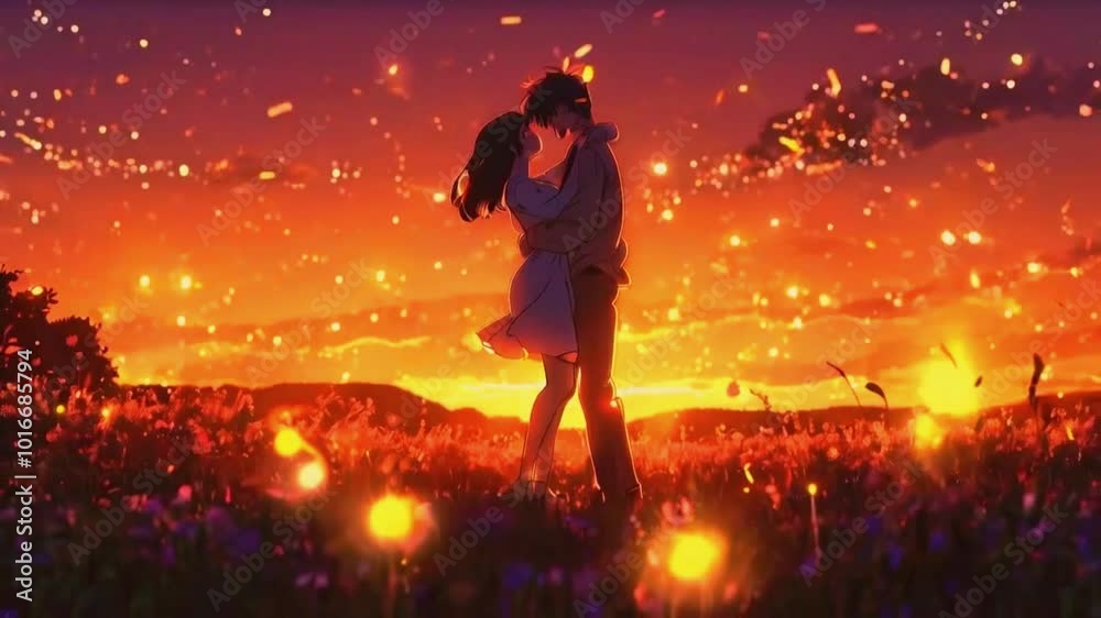 Animated virtual backgrounds cozy couple slow dances in the middle of a ...