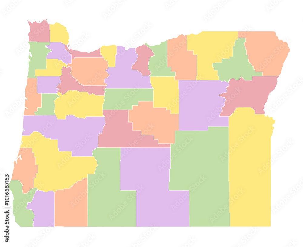 Oregon administrative map. counties map of Oregon, blank Map, empty map ...