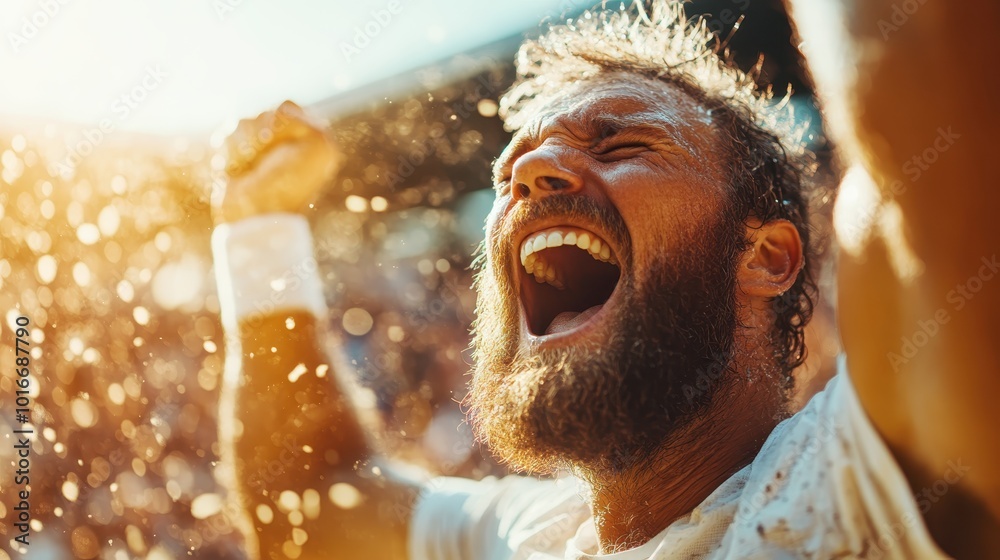 An evocative image showcasing an individual expressing sheer passion ...