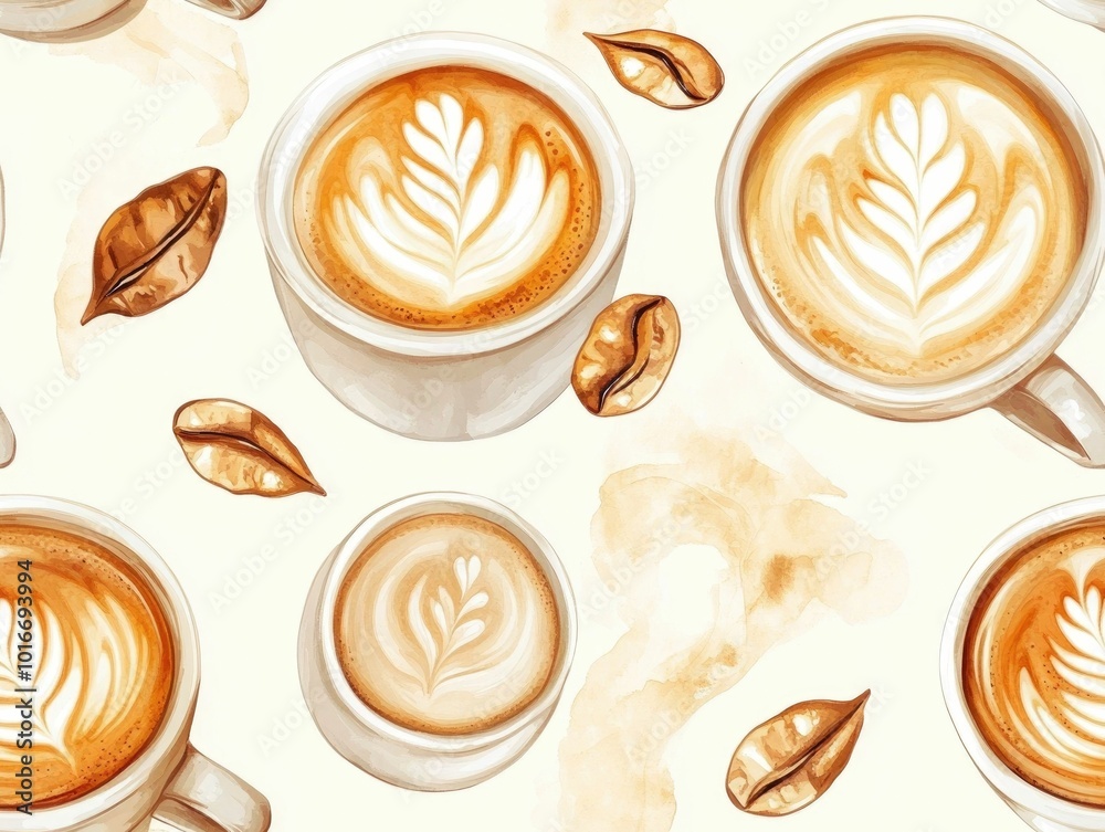 Elegant and artfully crafted coffee mugs featuring intricate latte art ...