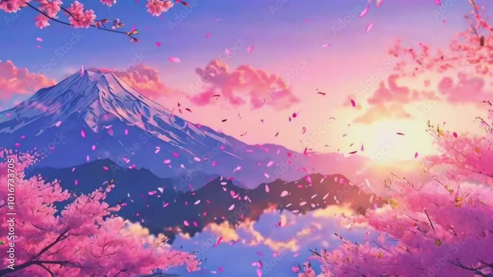 Animated virtual backgrounds cozy tranquil mountain range with the sun ...