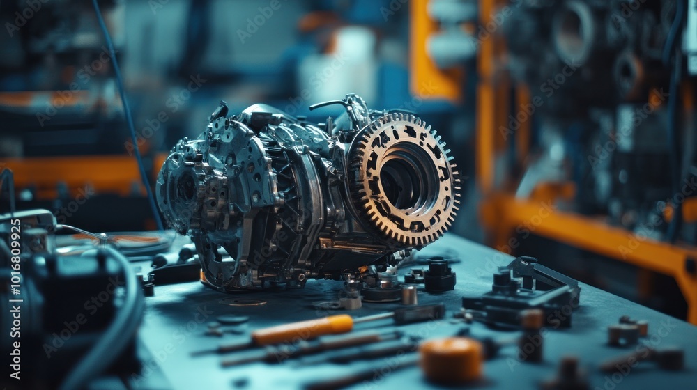 Engine with gearbox system disassembly and repair parts process ...