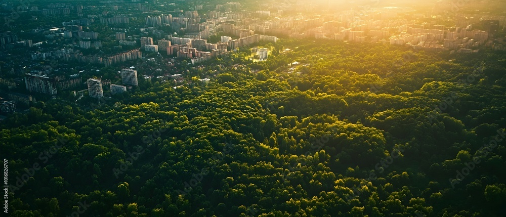 Aerial view of urban sprawl and city growth rapidly encroaching on a ...