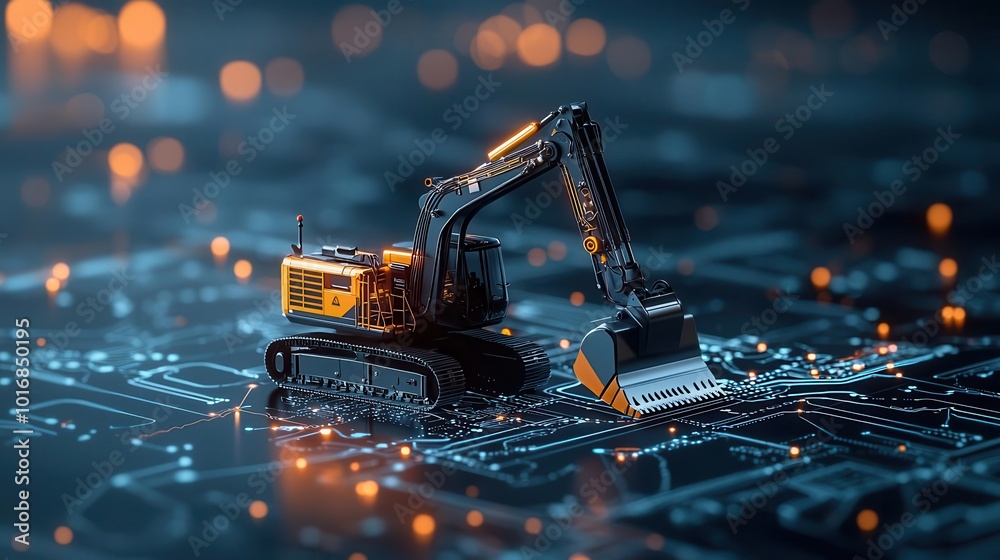 Self-driving loader with AI-powered navigation system, operating on a ...