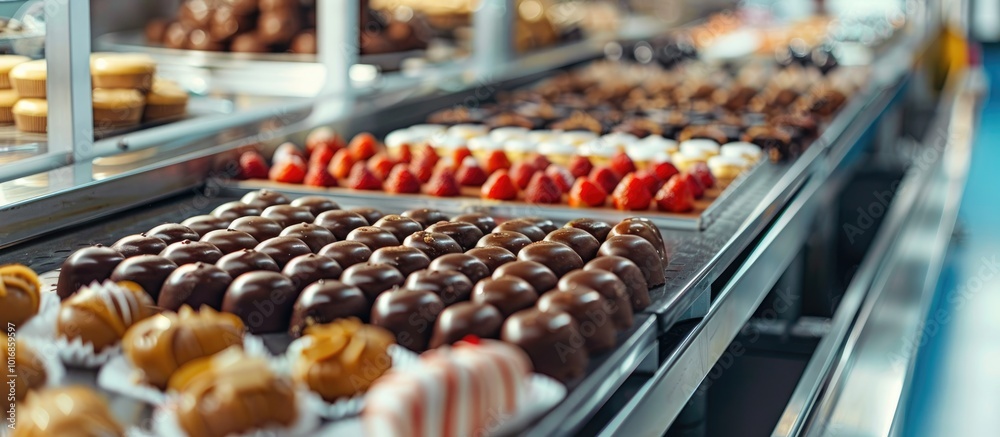 Variety of Confectionery Displayed on a Metal Surface in a Food ...