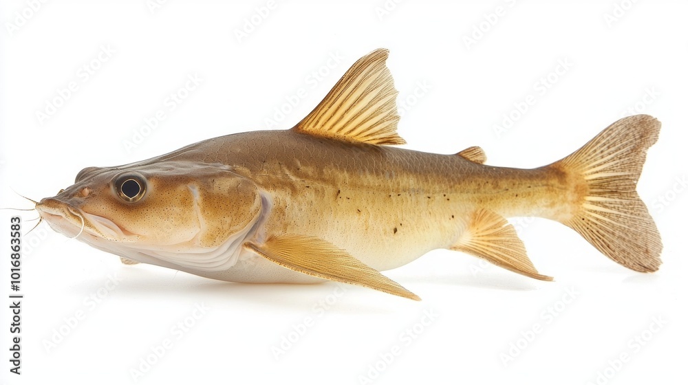 bullhead catfish Ameiurus spp. is presented against a clean white ...