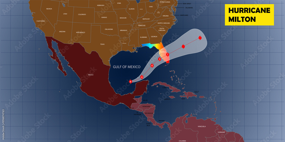 Photo & Art Print Hurricane Milton expected path way, Sajid