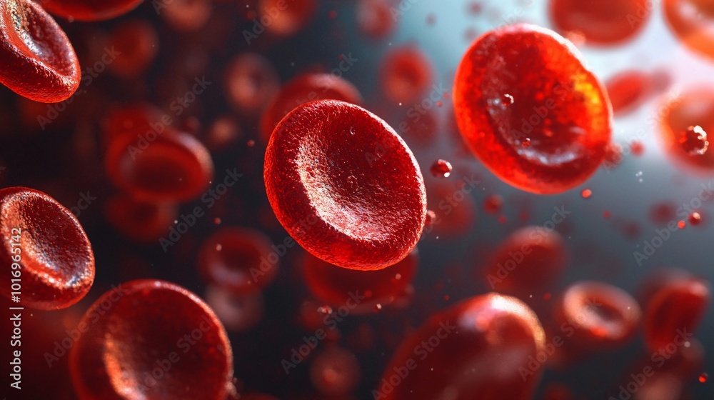 microscopic view of red blood cells, detailed cellular structure ...