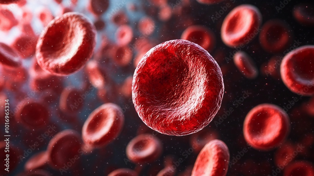 microscopic view of red blood cells, detailed cellular structure ...