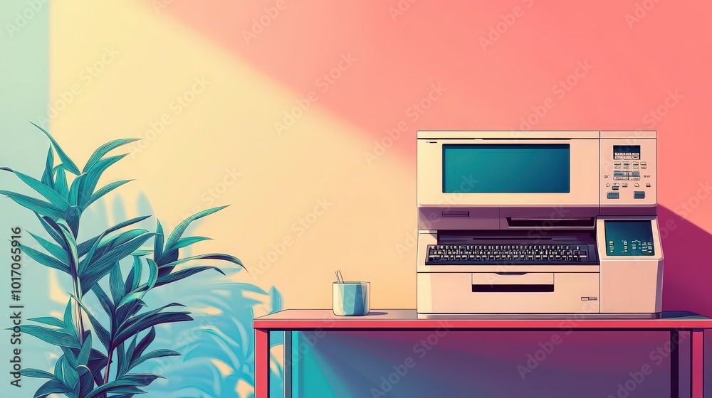 Minimalist Anime Vector Illustration of Printers in Adobe Illustrator ...