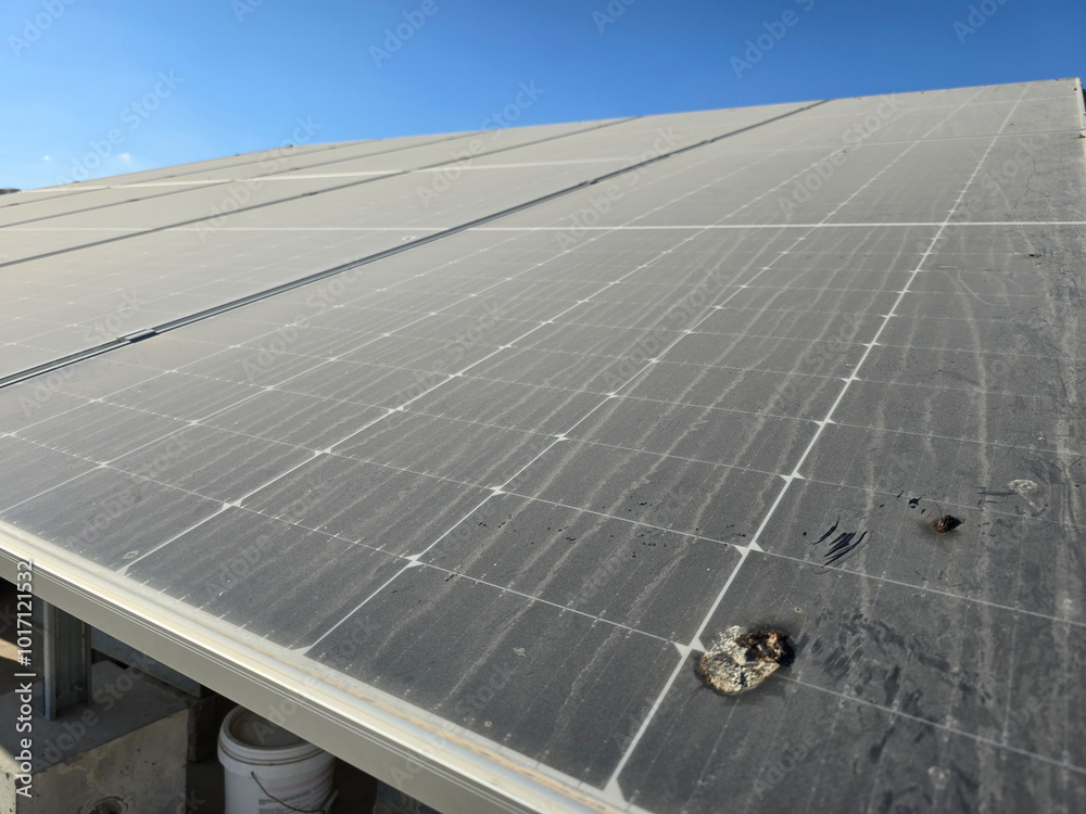 PV modules with dust on it needs to be cleaned, desert areas got sand ...