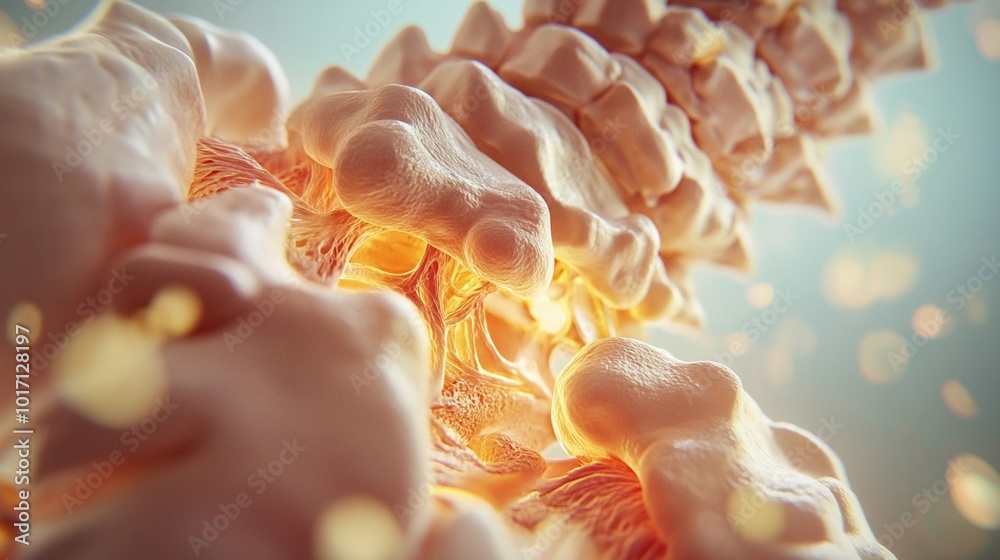 close-up of spinal problems, degenerated discs, scoliosis curvature ...