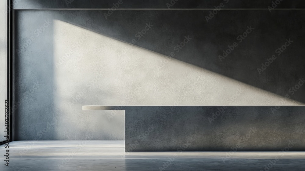 Minimal gray background, gray studio room scene, 3D bar workshop table ...