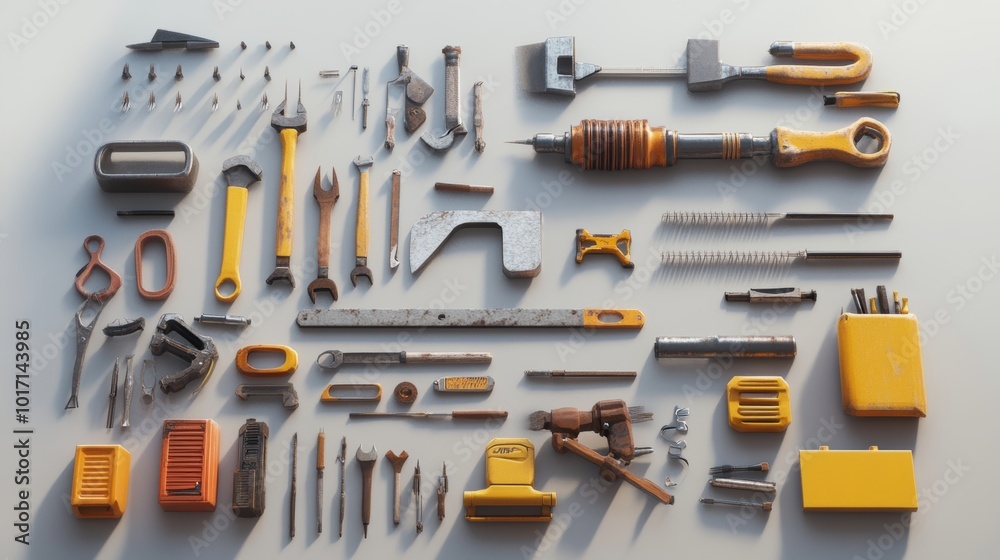 Tools and instruments for construction, a concept centered around the ...
