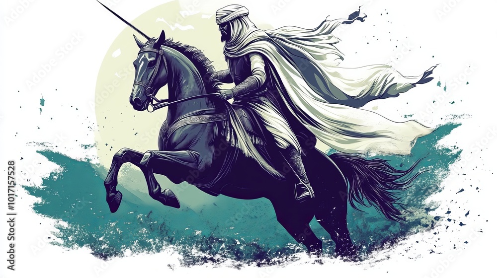 Photo Illustration of an Arabian knight wielding a scimitar on a ...