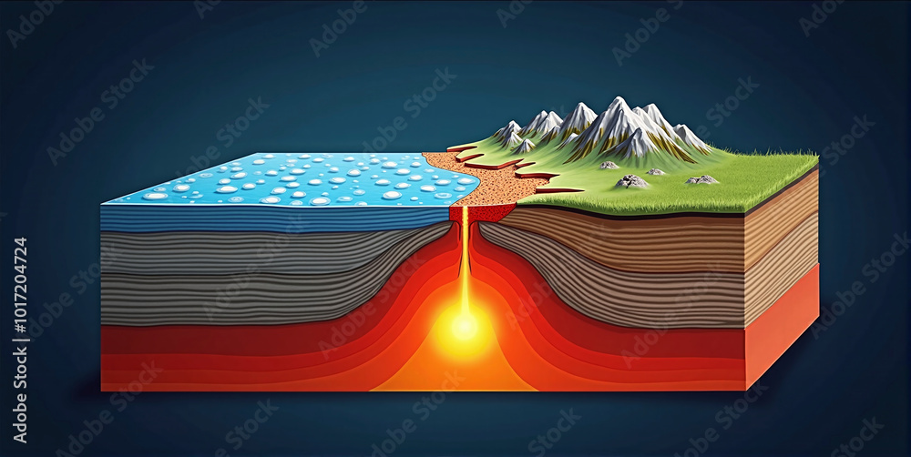 Illustrative depiction of a ground cross-section to explain vulcanism ...