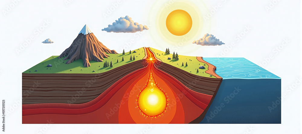 Illustrative depiction of a ground cross-section to explain vulcanism ...