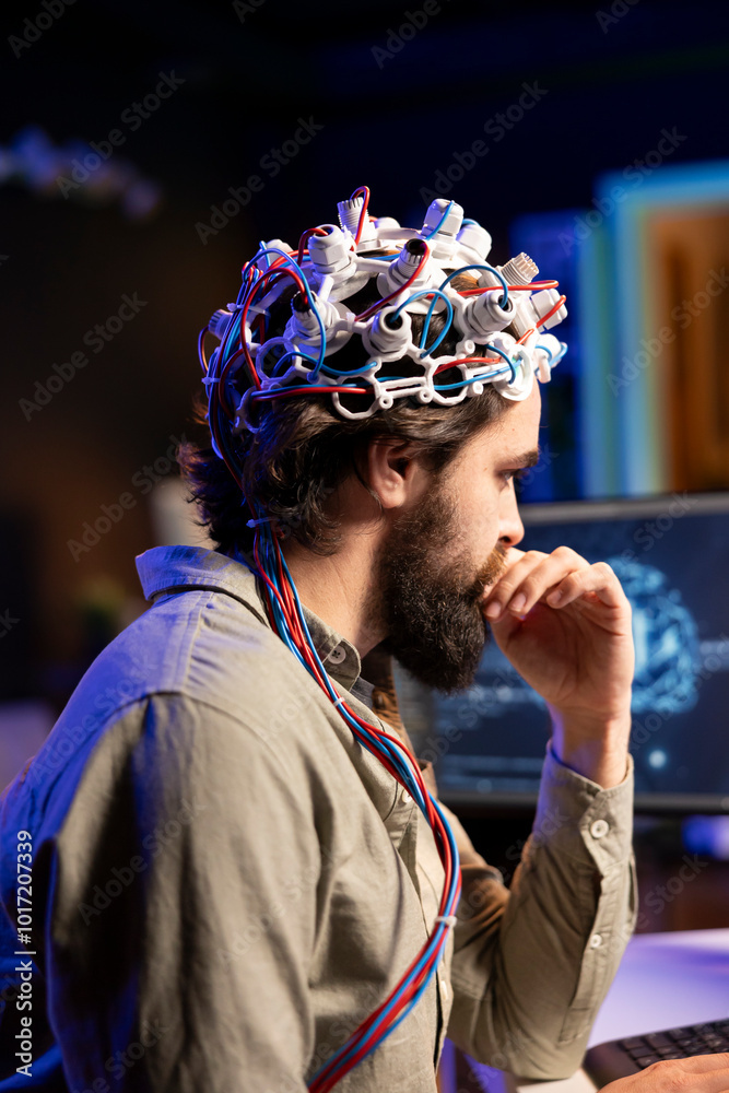 IT admin coding and using EEG headset to upload brain into computer, gaining immortality ...