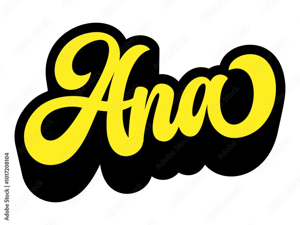 Given name Ana written in retro groovy three-dimensional script ...