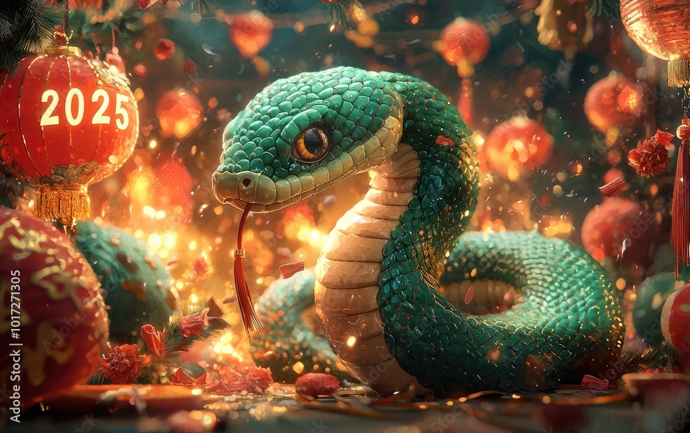 Green snake symbol: Text 2025 featuring Green Tree Snake, representing ...