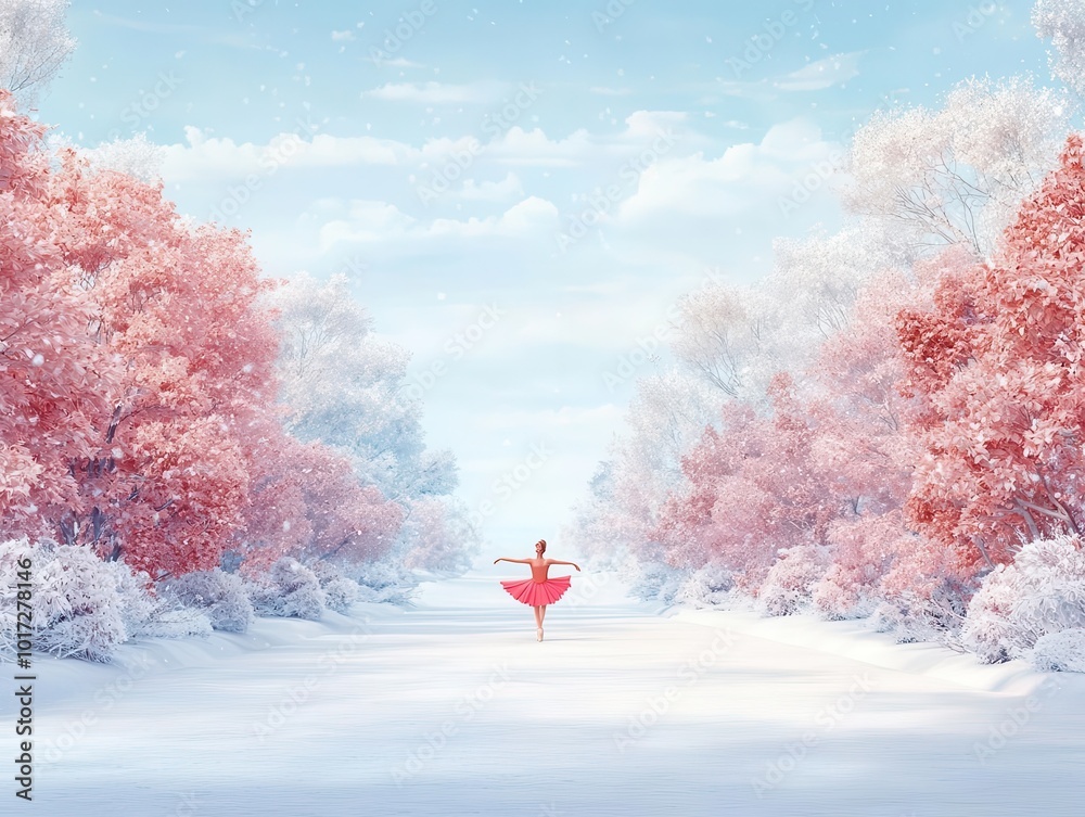 Fotografie, Obraz Design a scene featuring a solitary ballet dancer in ...
