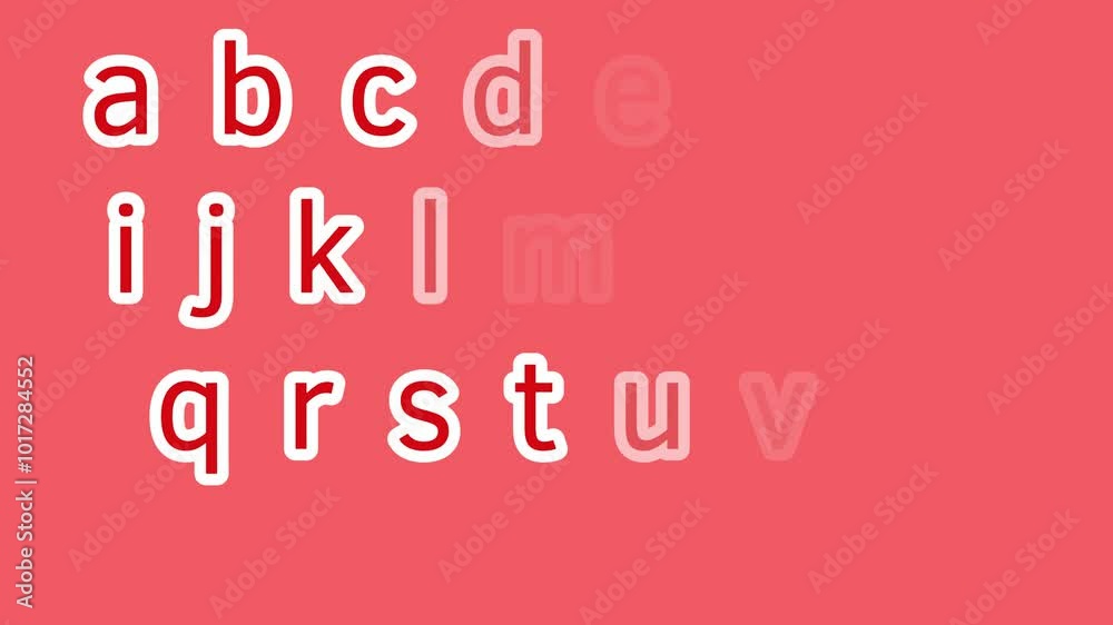 Lowercase letters A to Z animated red background 4k resolution Stock ...