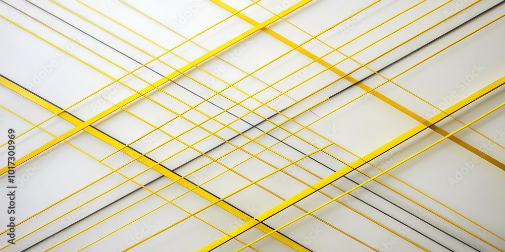 Minimalist modern composition featuring a bold, bright yellow straight ...