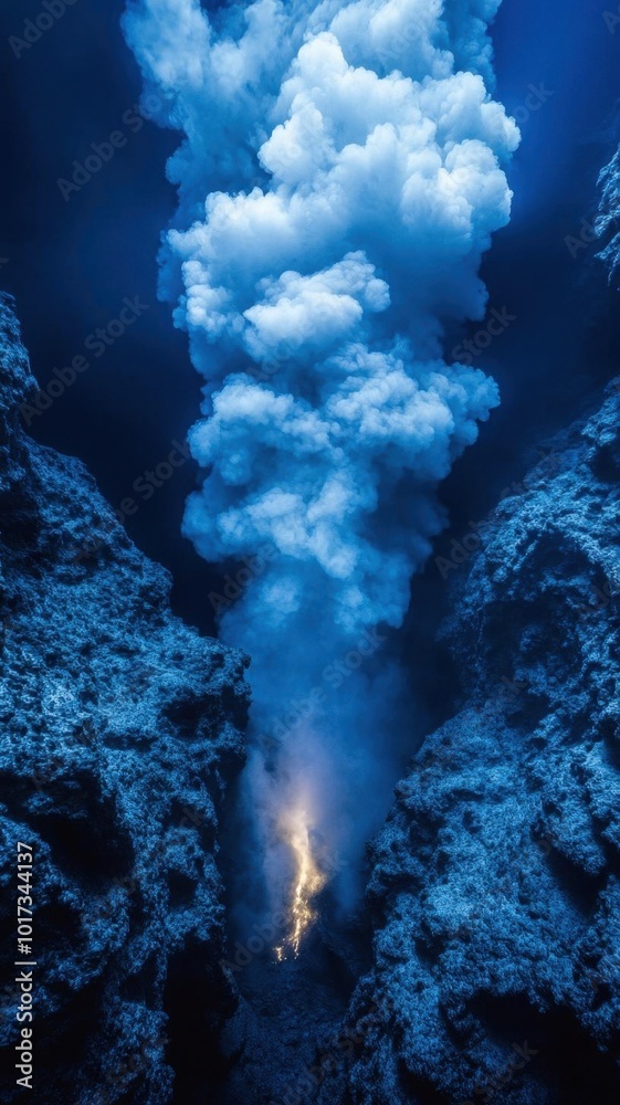 Deep sea vent spewing hot water into the ocean, deep sea vent ...